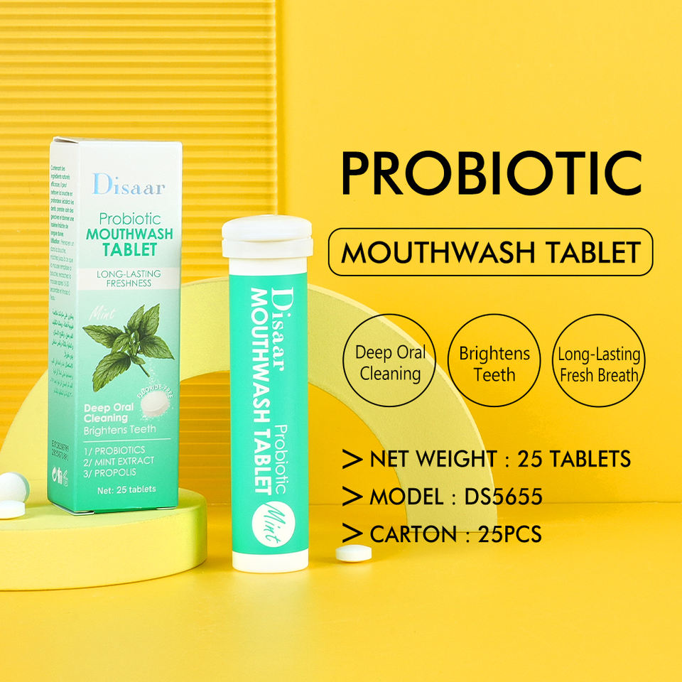 Disaar 4 Flavors Probiotic Mouthwash Tablets Fluoride Free Deep Oral Cleaning Long-Lasting Fresh ...