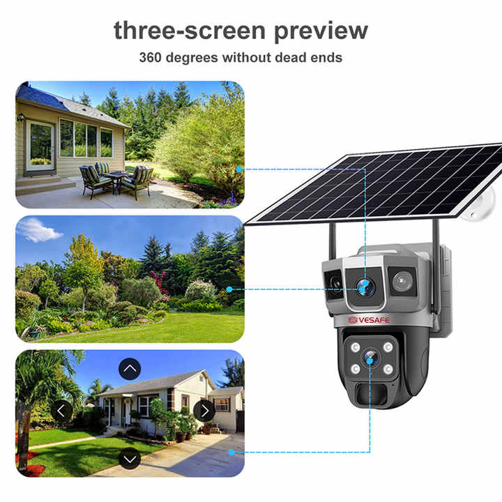 VESAFE V380 4MP Dual Illuminant Outdoor Solar PTZ Camera Night Vision ...