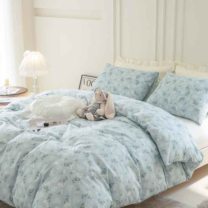 Hot Bed Set Double Layer Bedspread Floral Printed Sheet Bilateral Skirt ...