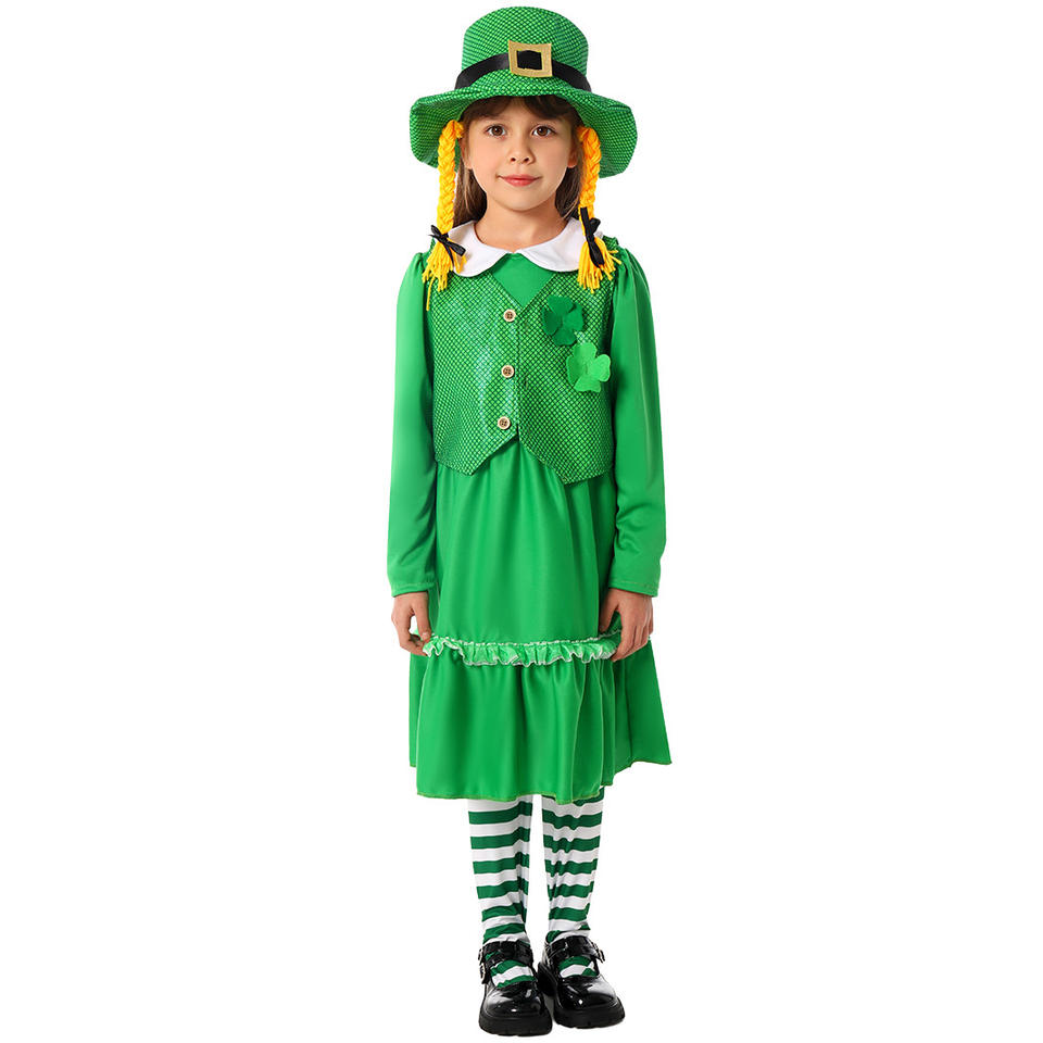 Ireland Day Leprechaun Cosplay Green Clover Suit Costume Halloween ...