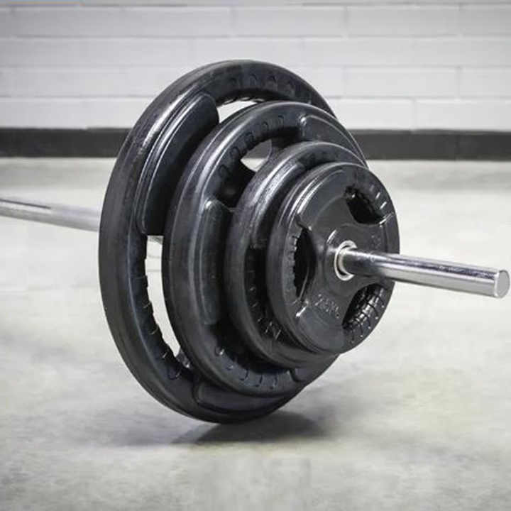 UNIQ Three Holes Rubber Coated Cast Iron Weight Plate Weight Lifting ...