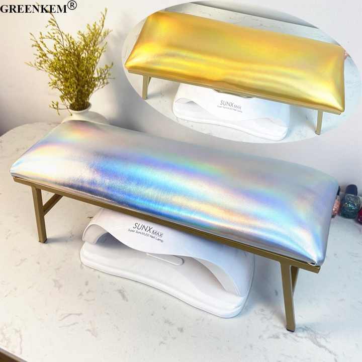 Nail Arm Rest Professional Manicure Pedicure Tools Silver Gold Nail ...