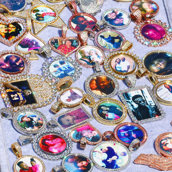 Personality Hip Hop Picture Memory Jewelry Gold Plated Brass 5A Zircon ...