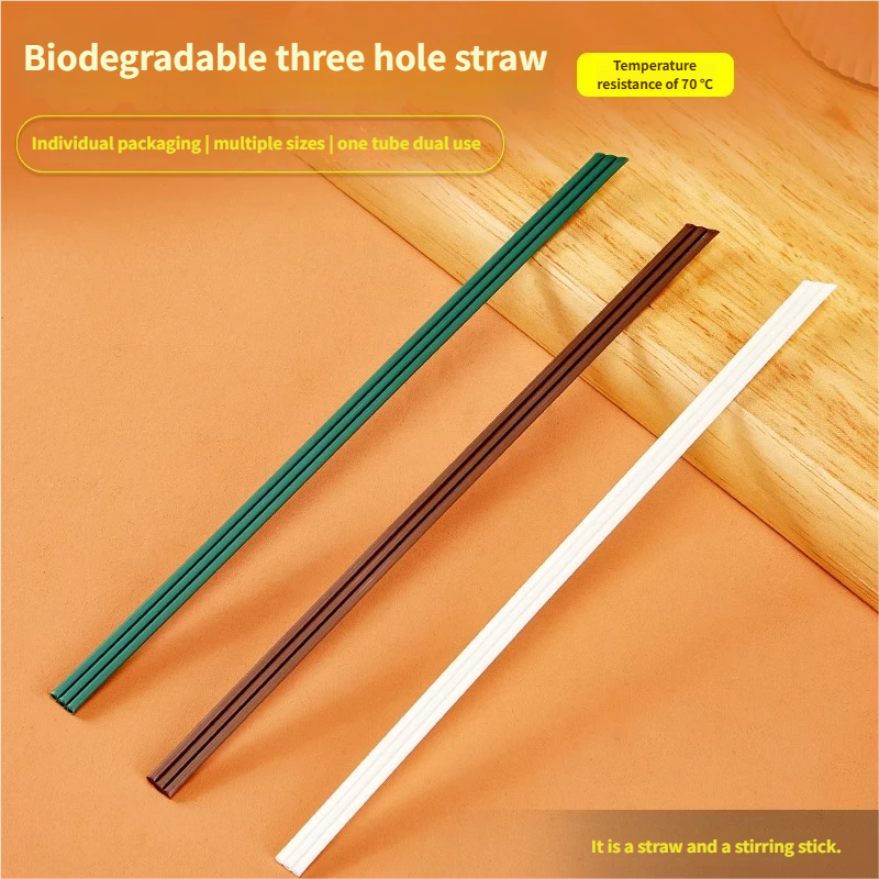 19cm 23cm Three-Hole Coffee Stirrer Disposable Straws Plastic Beverage ...