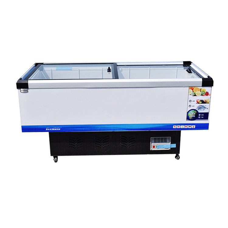 Top-Opening Glass Door Flat Horizontal Refrigerator Supermarkets Meat ...