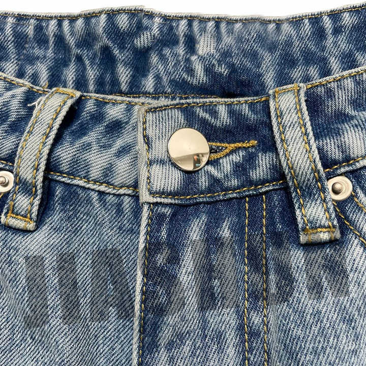 Custom Factory 3d Embossing logo Jorts Street Style Casual Blue Jean ...