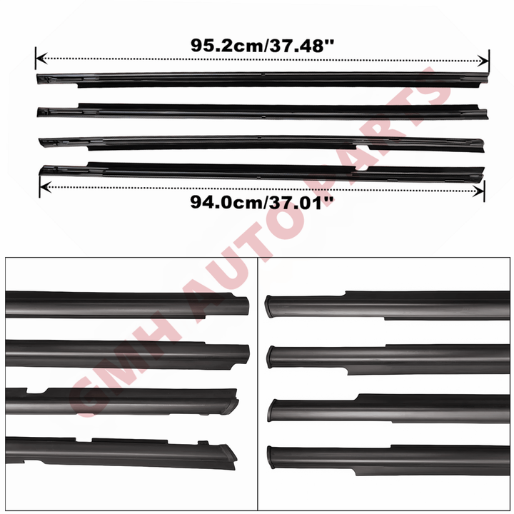 Car Outer Door Window Moulding Trim Black Front Rear Door Belt Moulding ...