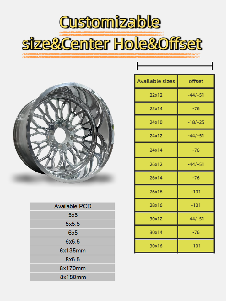 Forged Truck Wheels 22X12 24X12 24X14 26X14 28X16 PCD 8x180 8x180 6x5.5 ...
