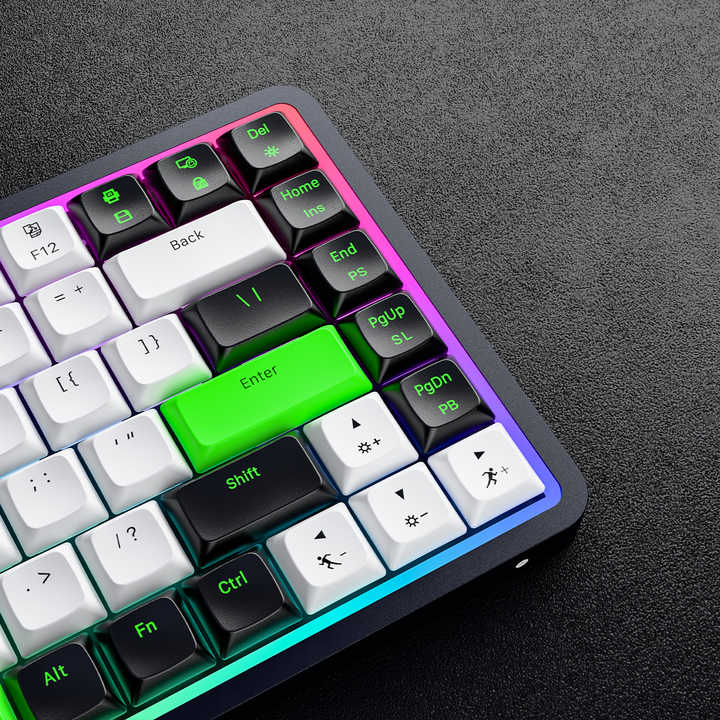 K652 75% Wireless Tri-Mode 84 Keys Ultra-Thin Gaming Keyboard RGB Aluminum Frame Brown Switch ...