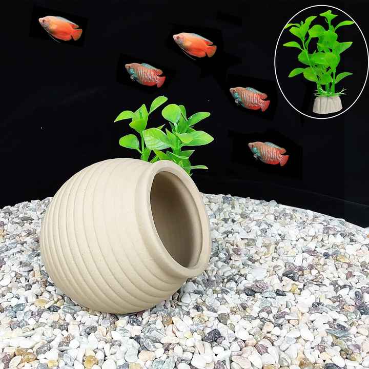 Ceramic tank decoration Aquarium decorated with rock Betta fish small ...