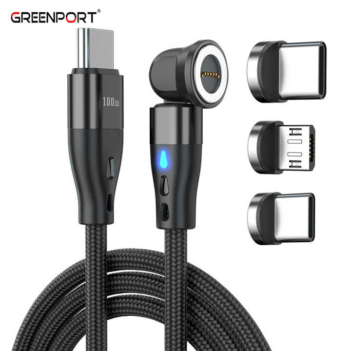 7pin 540 Rotation 3 in 1 Magnetic Type-C Charging Cable PD100W | C to ...