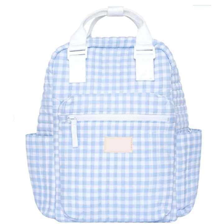 Customized Personalized Blue Gingham Backpack for Kids School Student ...