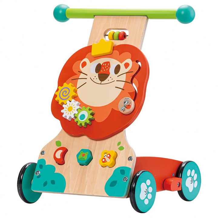 Wooden Educational Baby Walker Activity Walker Toy Lion Push Toy Walker ...