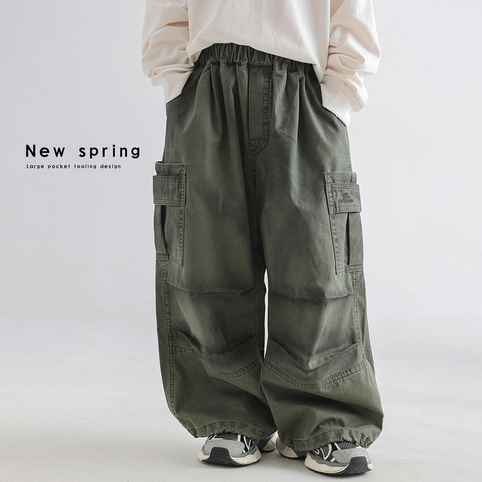 Boys Spring Korean-Style Work Pants 2026 New Childrens Clothing Washed ...