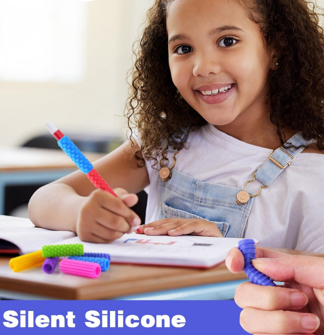 YDS Sensory Fidget Toys Kids Adults 4 Pack Textured Silicone Pencil ...