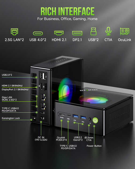 Gmktec K11 AMD R9 8945HS Gaming Mini PC - 8-Core, 32GB DDR5