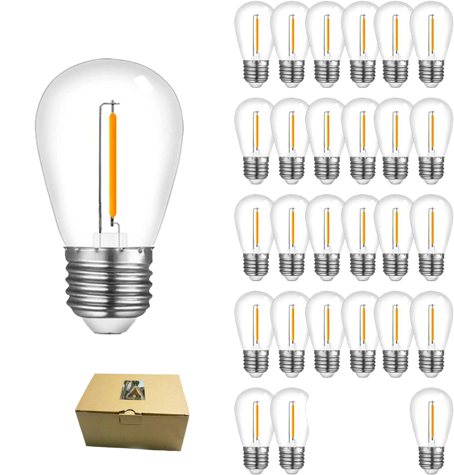 Shatterproof 2700K S14 SMD LED 1W Plastic String Light Bulbs E26 Base ...