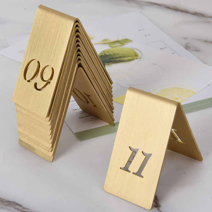 Custom Solid Brass Table Numbers Double-sided Tent Vertical Table ...