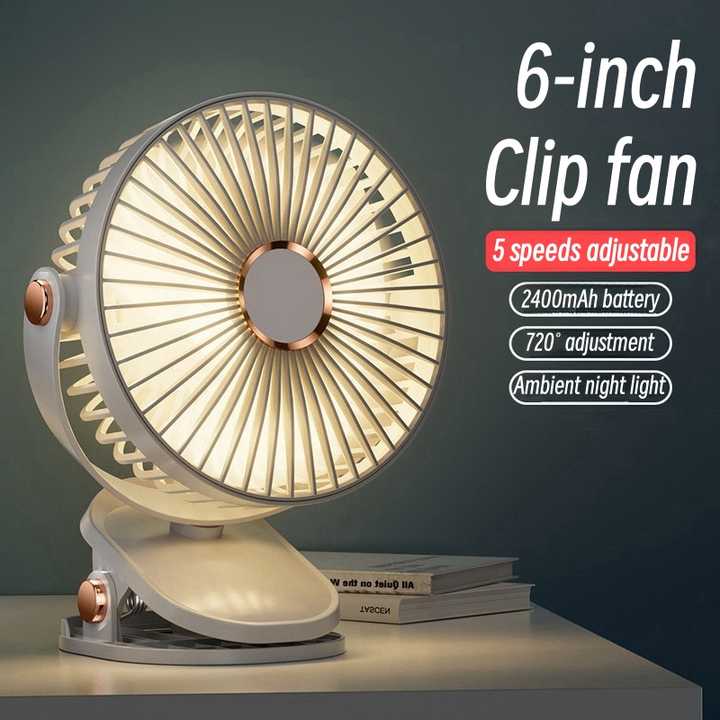 6 Inch Portable Cooling Fan - Clip-on Type with USB Charge