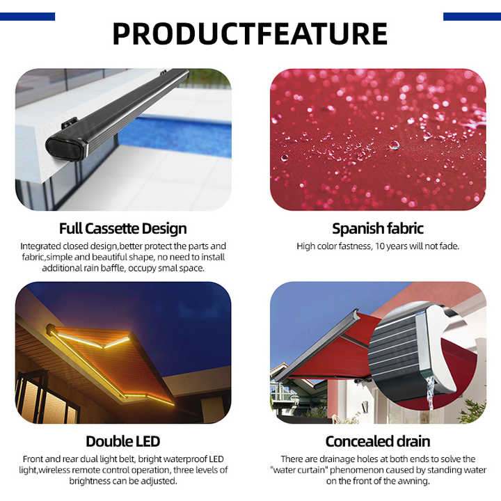 Retractable Manual Automatic Cassette Roof Awning Sunshade Rainproof ...