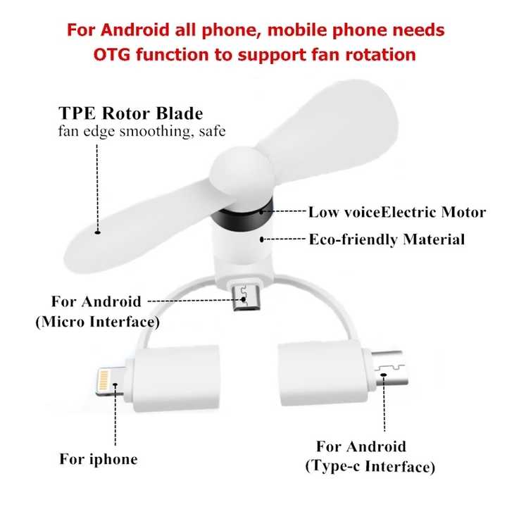 Portable Mini USB Type C Fan 3 in 1 Cell Phone Fan With Custom Logo ...