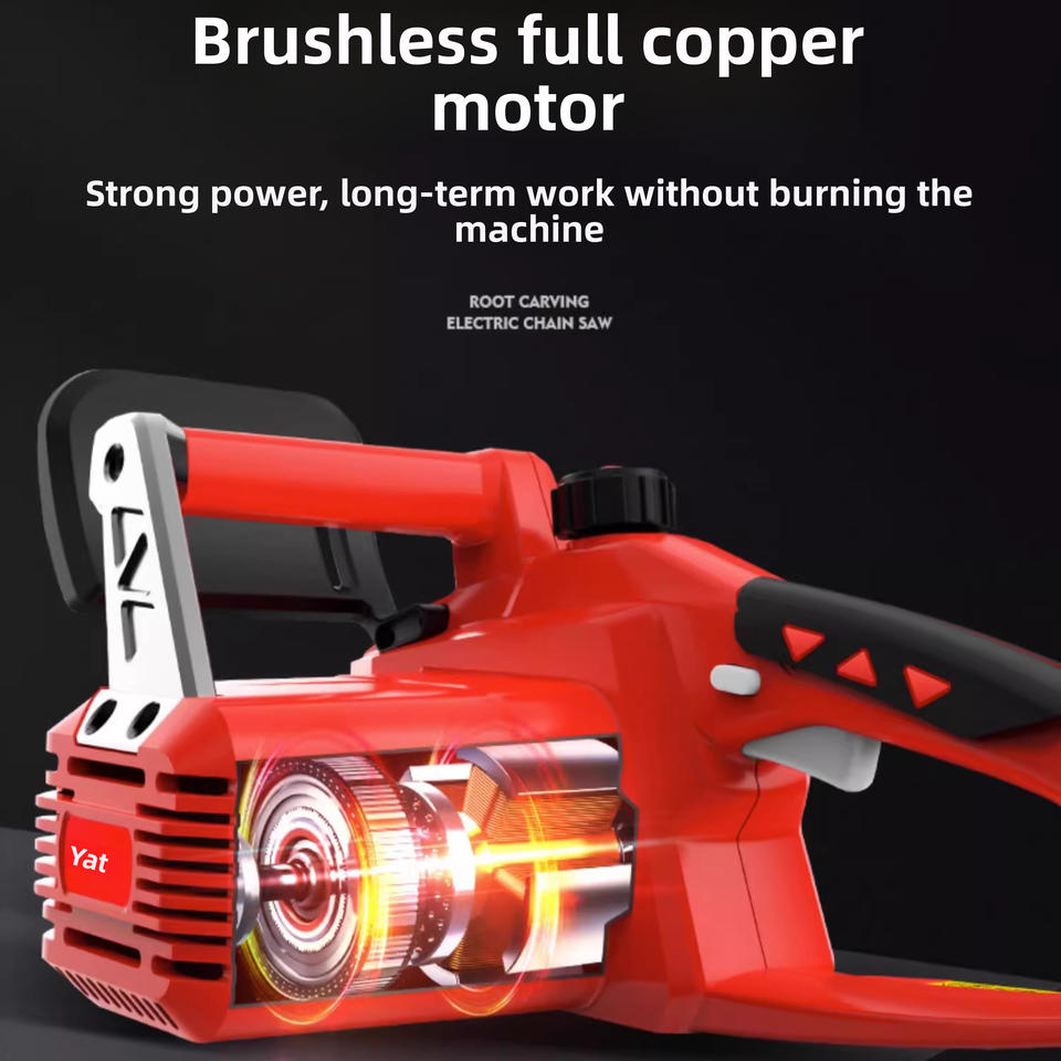 YAT High-Speed Brushless Electric Chainsaw 3000W 12" 37m/s Wood Carving ...