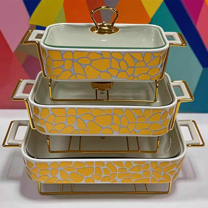 New 3 Pieces Luxury Porcelain Bakeware Non-stick Kitchen Rectangular ...