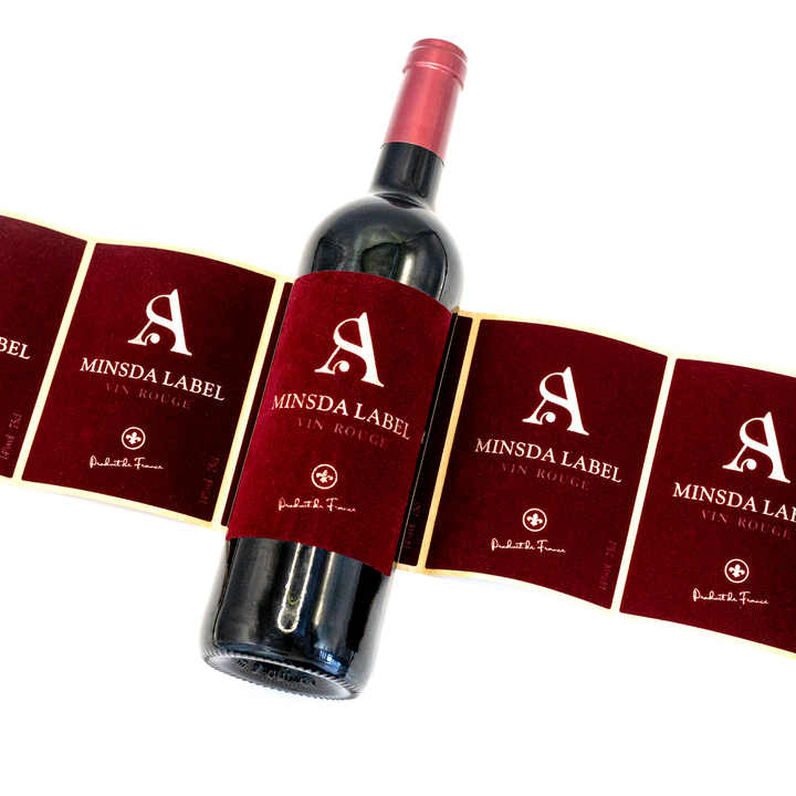 Custom Brand Logo Luxury Velvet Flocking Wine Label Paper