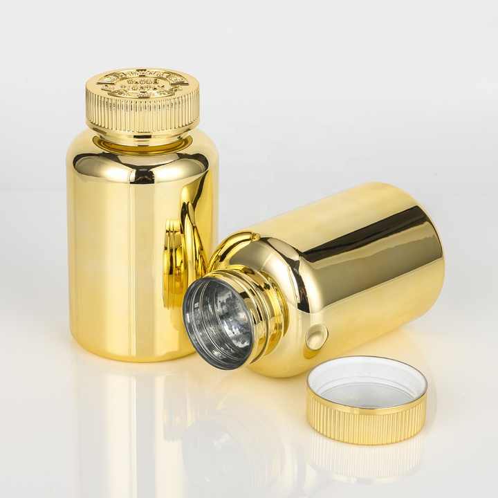Wholesale Gold Plastic Bottle - Pill Capsule Medicine Container
