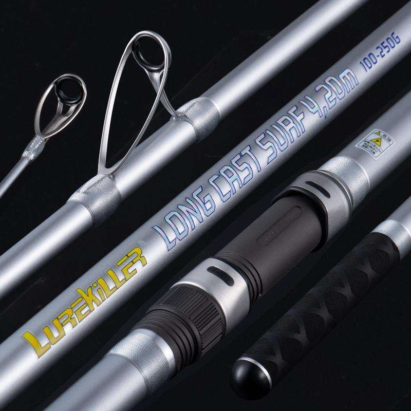 KEKAXI 4.2m 3 Section Blue Silver Upgrade Long Casting Rod Fuji Carbon ...