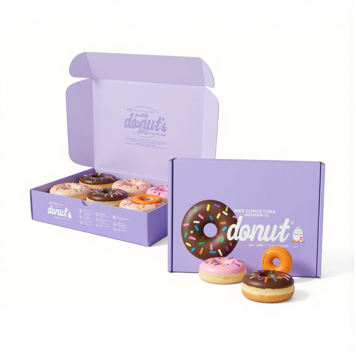Donuts Cake Box Packaging for Pastry Bakery with Custom Logo Muffins ...