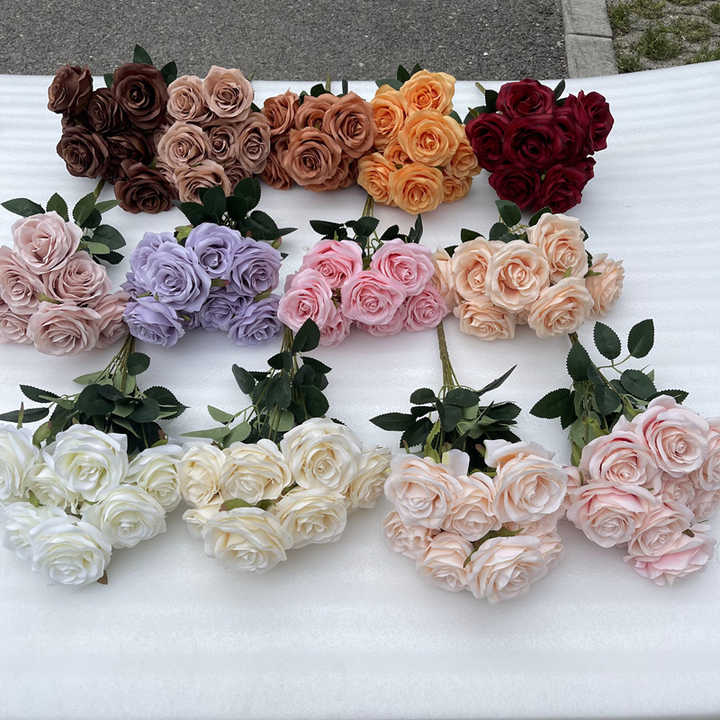 Cheap Artificial Fake Plastic Flower Single Rose Mix Color