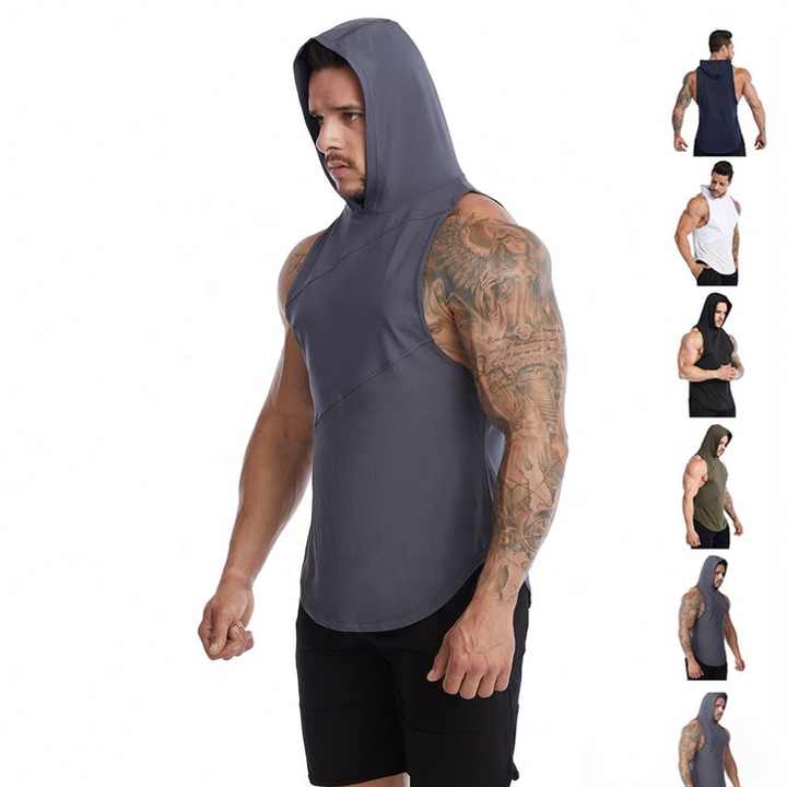 Men's Workout Hooded Tank Tops - Gym Hoodies for Fitness