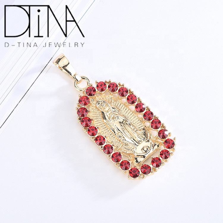 DTINA 14K Gold Plated Religious Virgin Gem Image Pendant for Children ...