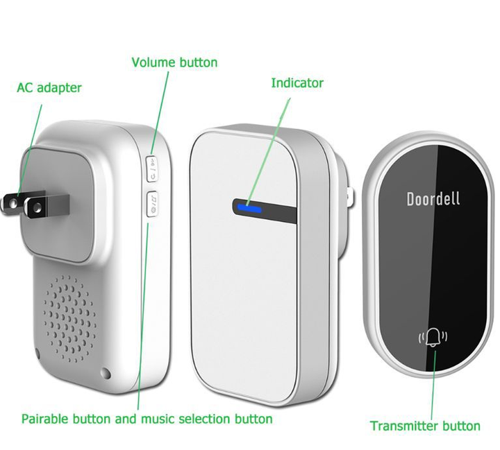 Home Intelligent Door Bell Chime Battery Free Waterproof RF433 Ring ...