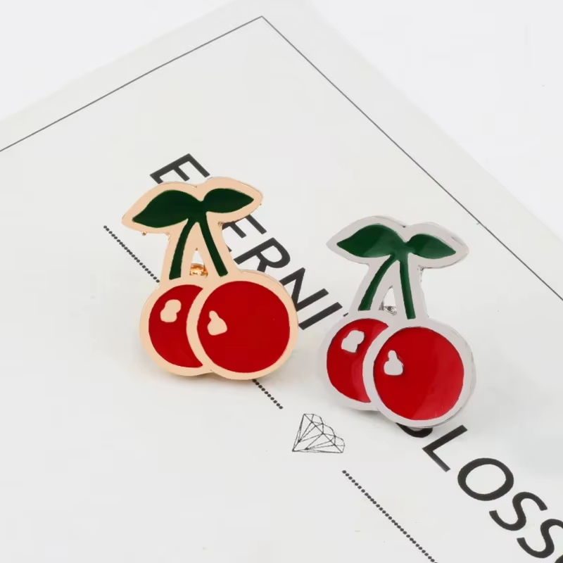 Custom Soft Hard Enamel Pin Cartoon Cute Fruit Cherry Strawberry ...