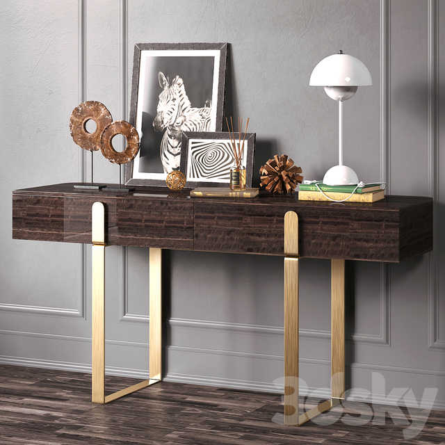 Foyer de luxe nordique Couloir Coin Cadre en acier inoxydable Table d appoint GRAND Table console moderne en bois avec 2 tiroirs