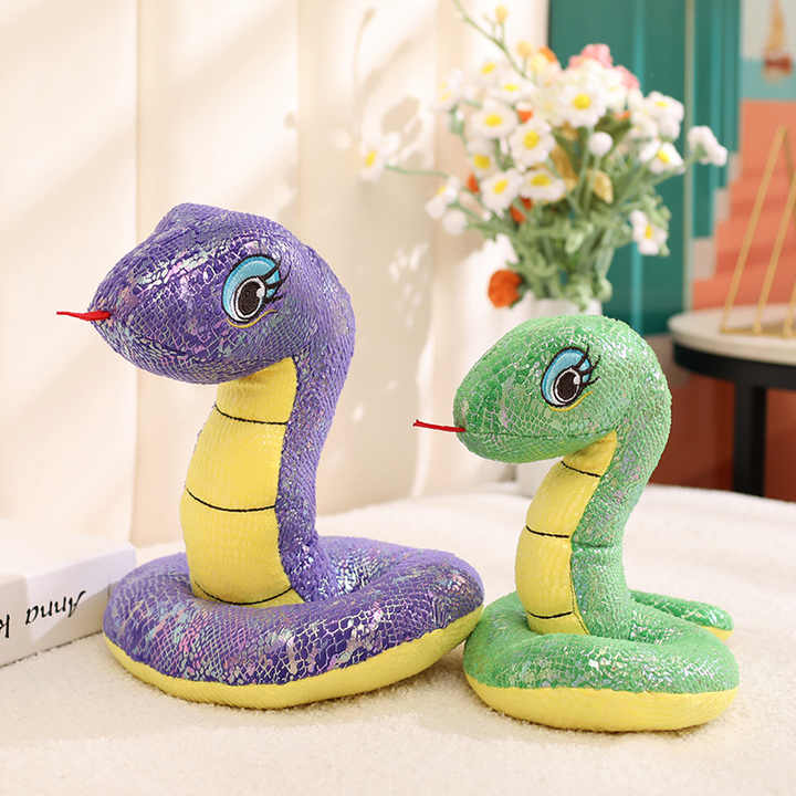 Simulated Sequin Snake Doll - Realistic Green Plush Toy