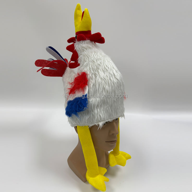 Funny France Flag Rooster Costume Hat Novelty Chicken Cap Plush Animal ...