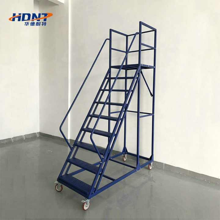 Heavy-Duty Metal Rolling Stair Ladder Steel Movable Platform Ladder for ...