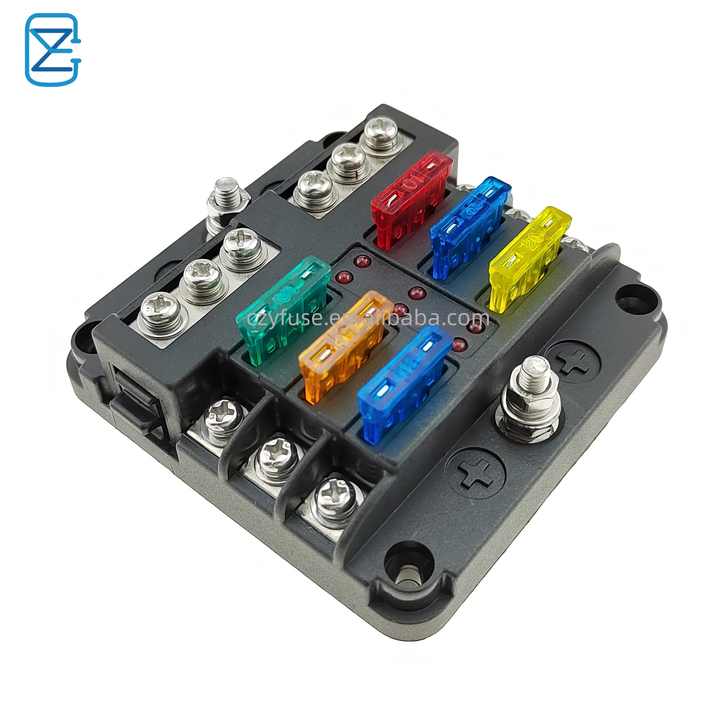 6-Way Blade Waterproof LED Indicator Fuse Block 12V Plastic Fuse Box ...