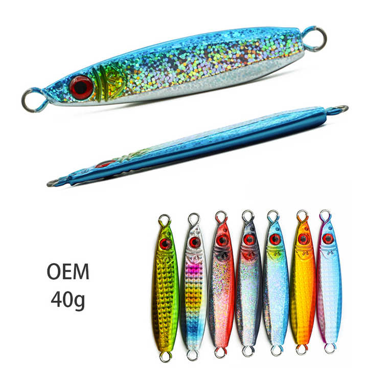 OEM Metal Slow Pitch Jigs Bait 40g 75mm Sea Shore Casting Jigging Saltwater Fishing Lure ...