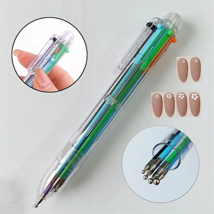 Multifunction Nail Dotting Pen 6 in 1 Dotting Tools in Ballpoint Pen ...
