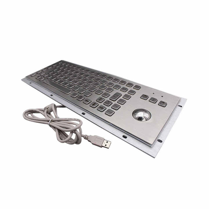 Stainless Steel IP65 Rugged Industrial Keyboard with Trackball Mouse