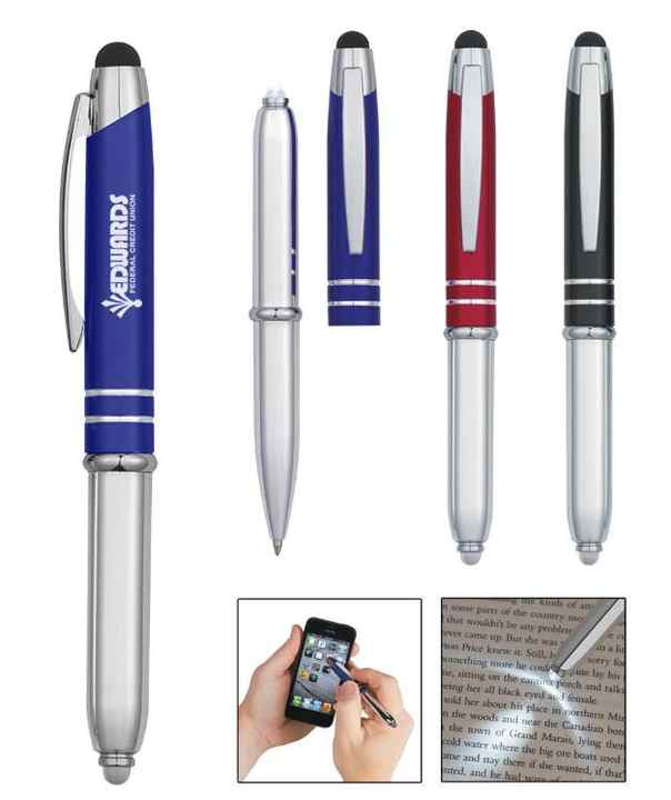 Factory Wholesale Custom 3-in-1 Engraved Ballpoint Pen Metal LED Light ...