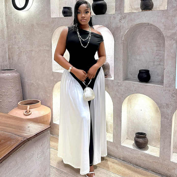 FS15686D Women Winter Sleeveless Sexy Color Blocking Dress| Alibaba.com