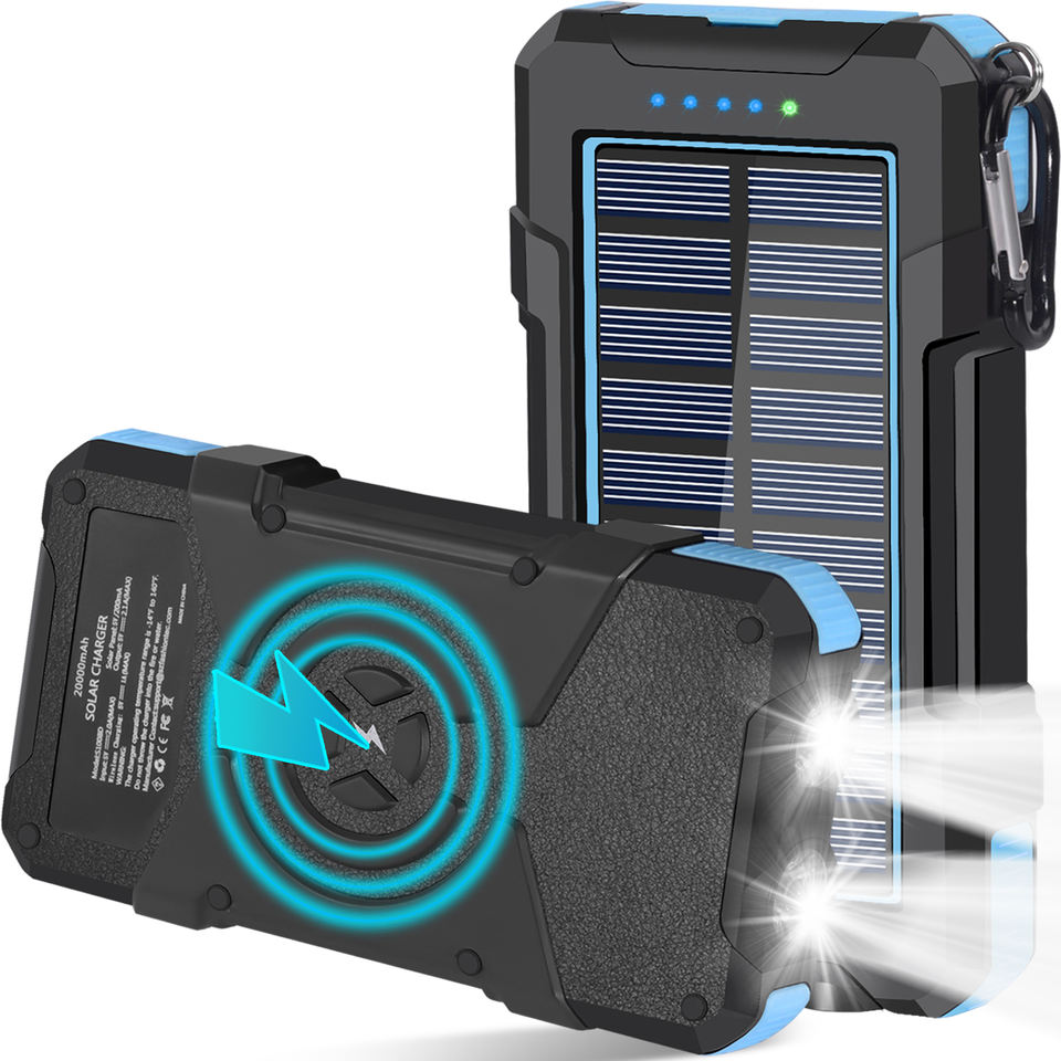 20000mAh Wireless Portable Power Bank Dual Flashlight Outdoor Emergency ...