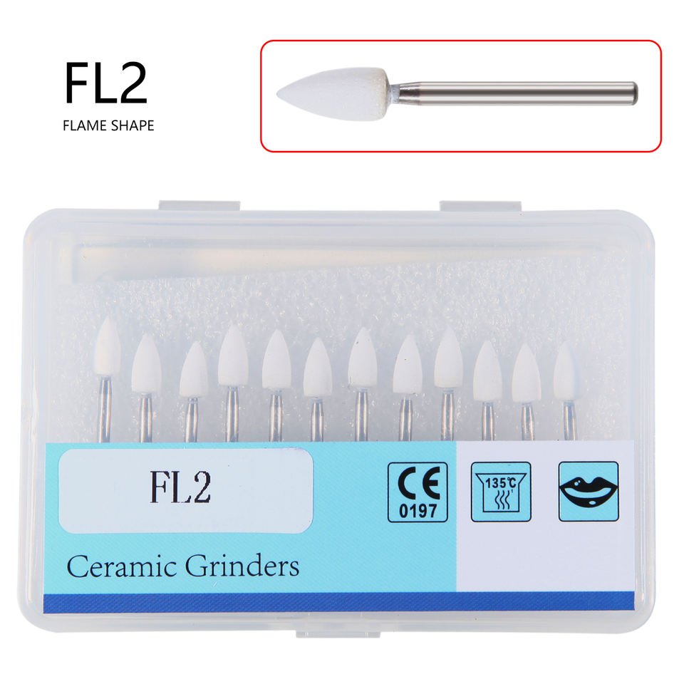 Dental Cone Flame Round Shape White Stone Polishing FG Burs Abrasion ...
