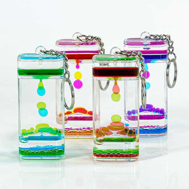 OEM ODM Customization Plastic Hourglass Keychain Acrylic Droplet Stress ...