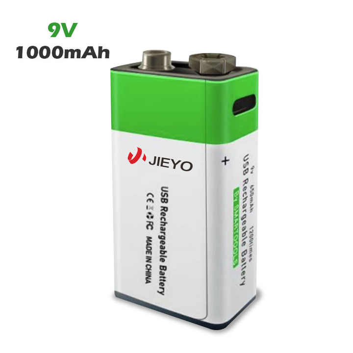 Real Capacity Li-ion Lithium 9 Volt 650mAh 1000mAh Lithium 9V USB ...